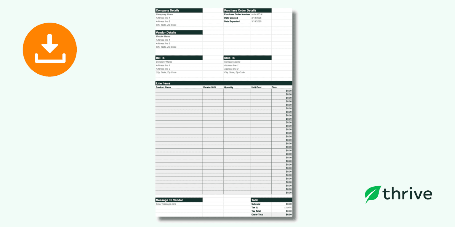 Free Template | Purchase Order | Thrive